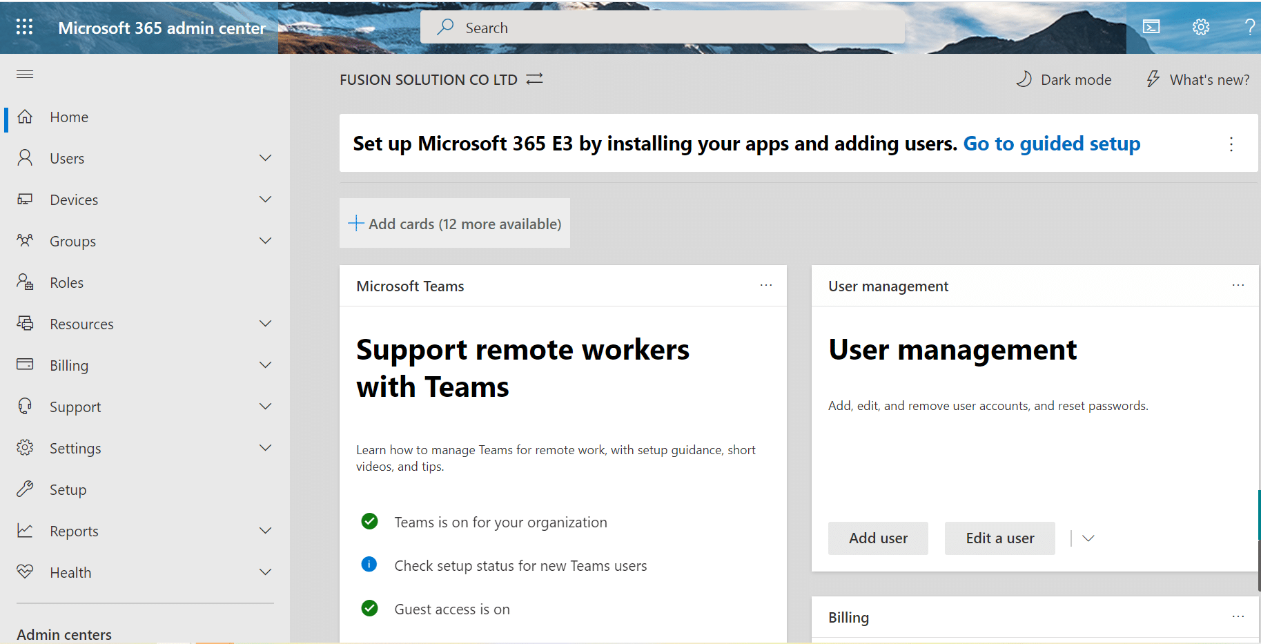 O365 Admin Center Feature o365-admin-center-feature